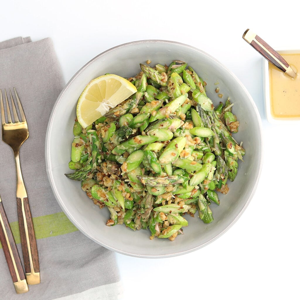 Toasty Raw Asparagus Salad - with Walnuts and Parmesan - BITE ME INDUSTRIES